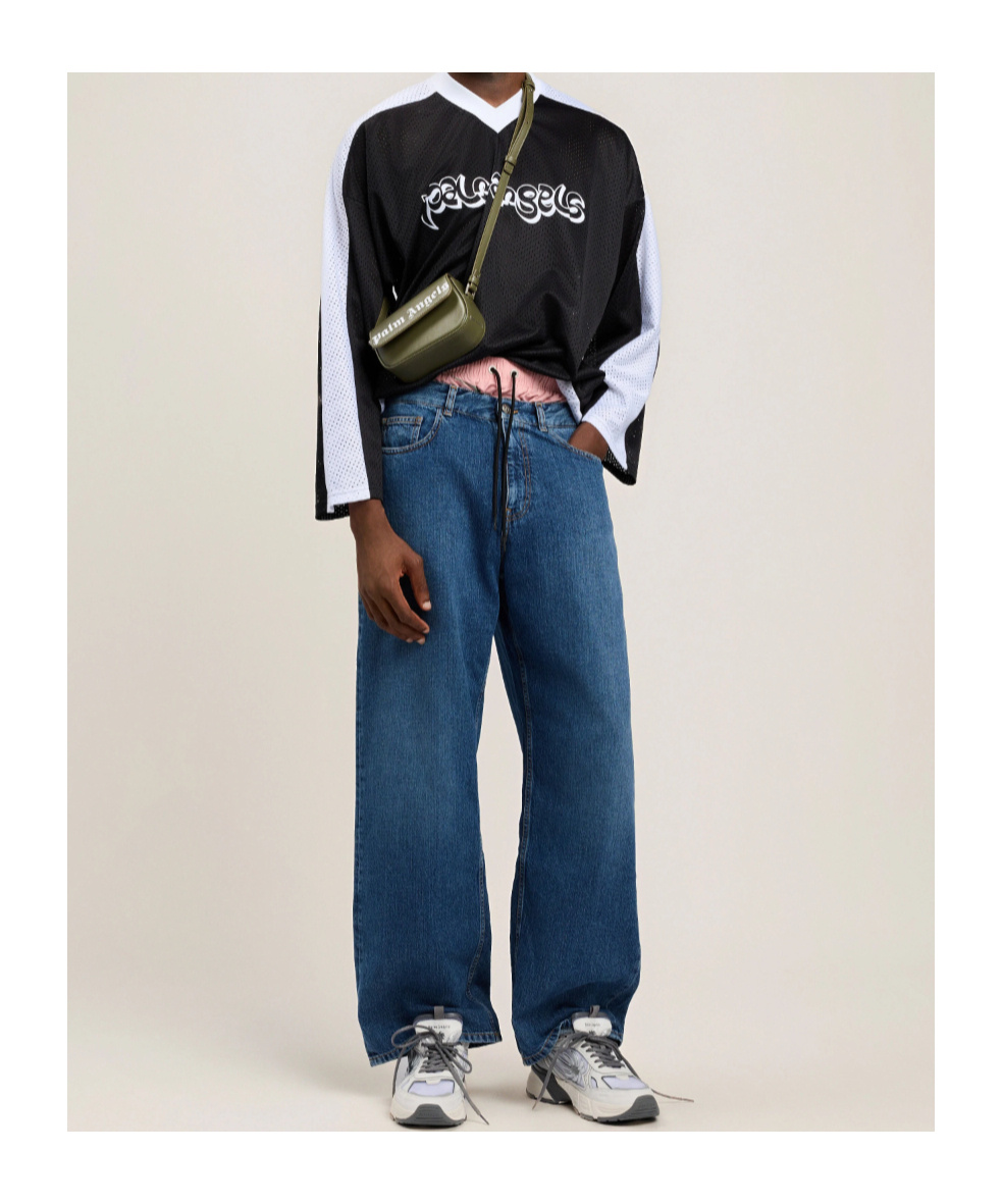 PALM ANGELS Palm Angels Logo Back Wide-Leg Jeans